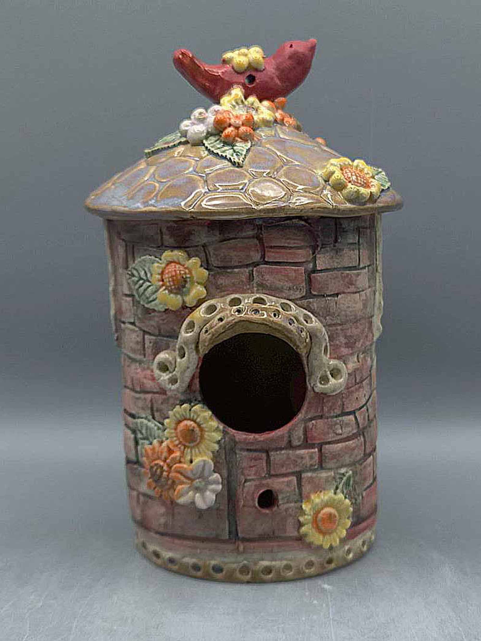 Home & Living Feeders & Birdhouses Garden Decor Art Pottery Birdhouse ...