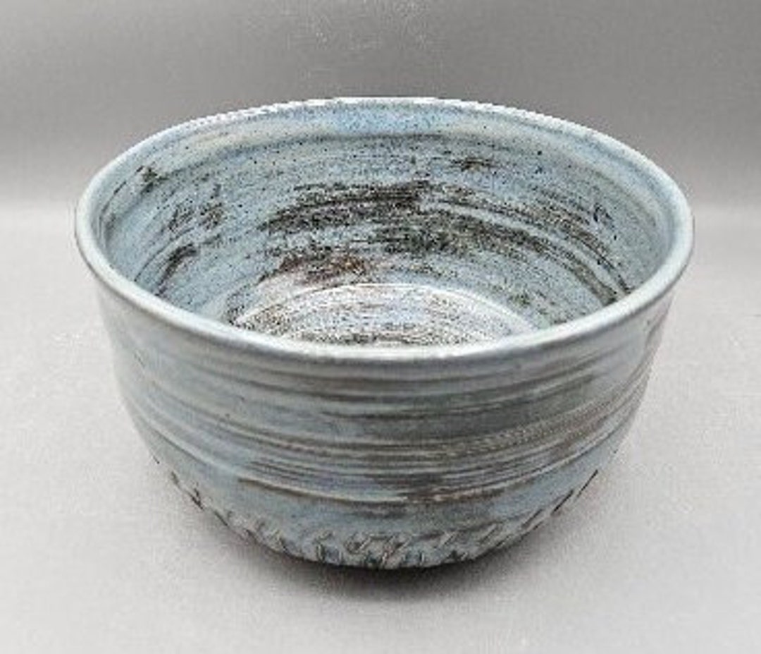 Large Bowl Stoneware Handmade Rustic Blue Fruit Bowl Serving Bowl ...
