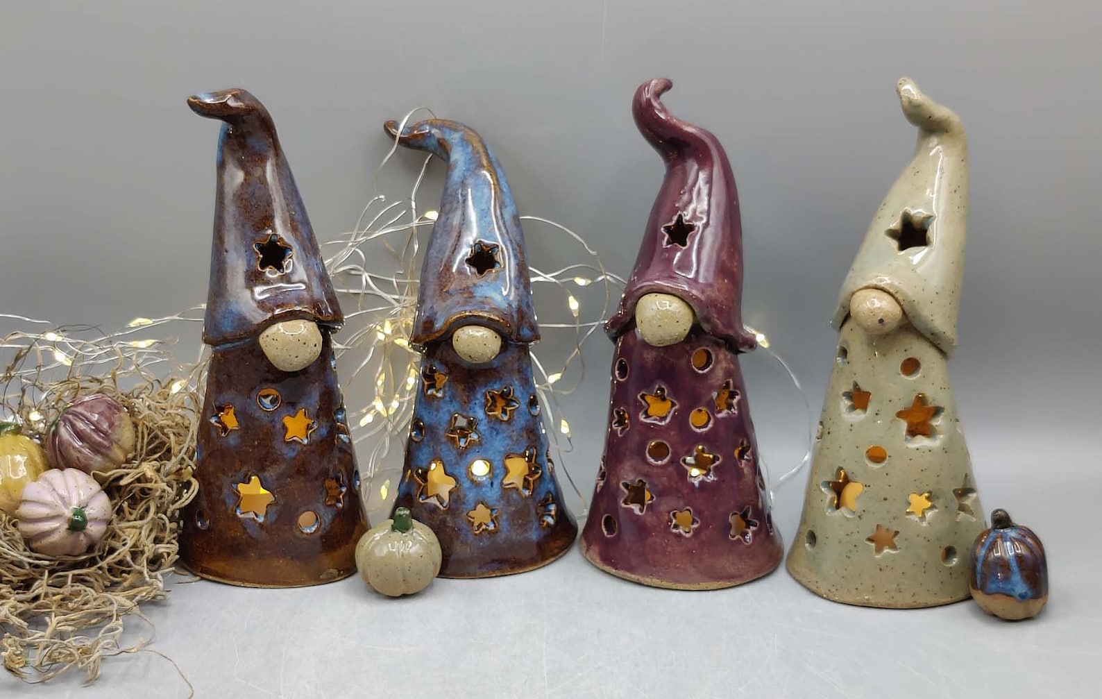 Handmade Pottery Tealight Luminary Gnomes Stoneware Ceramic - Etsy