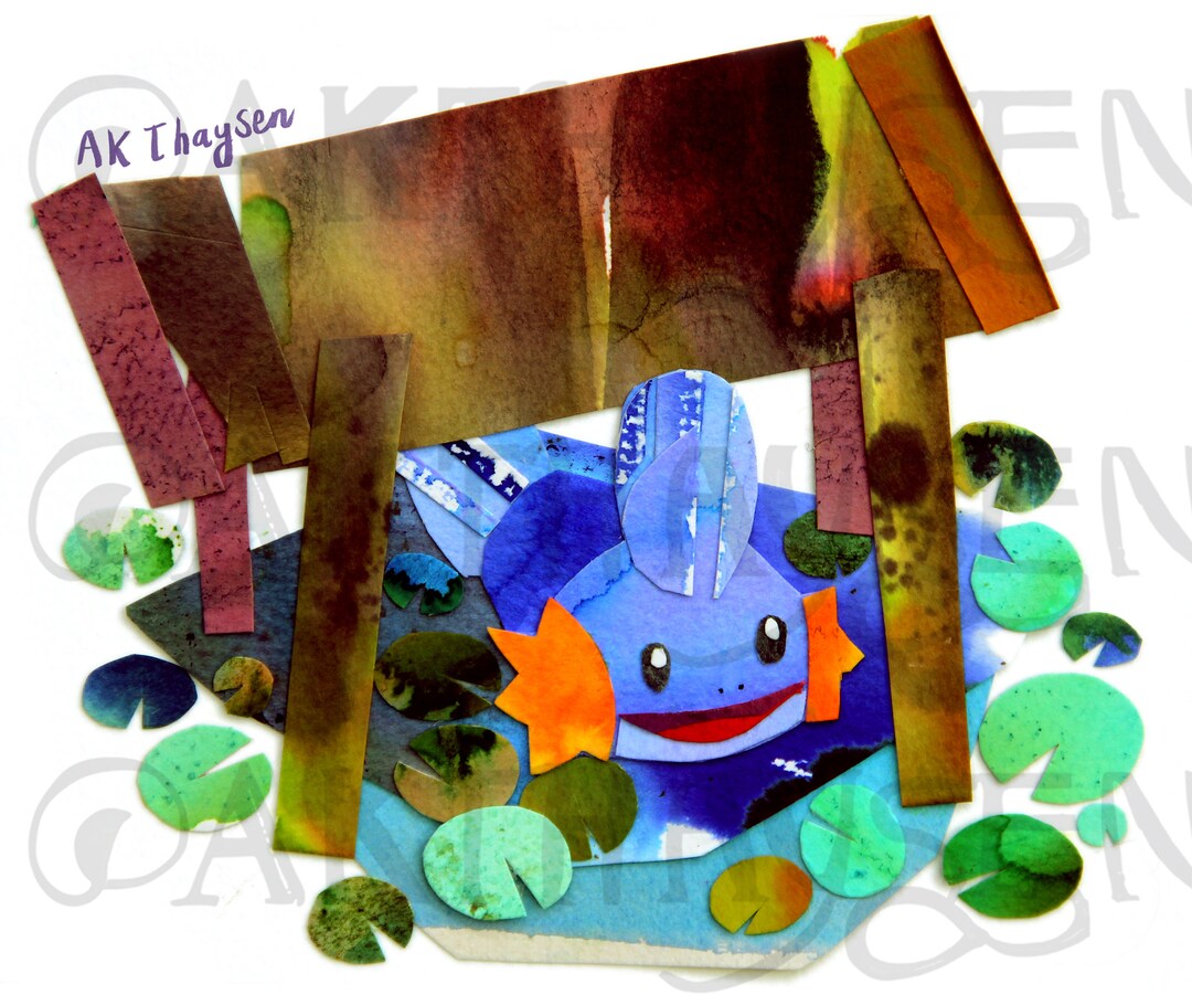 Square Print of Mudkip Cut Paper Artwork - Etsy