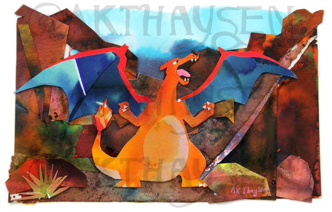A5 Print of Charizard Cut Paper Artwork - Etsy