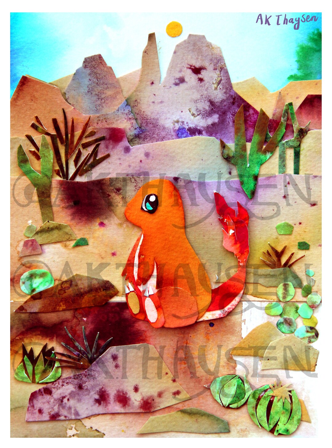 A5 Print of Charmander Cut Paper Artwork - Etsy