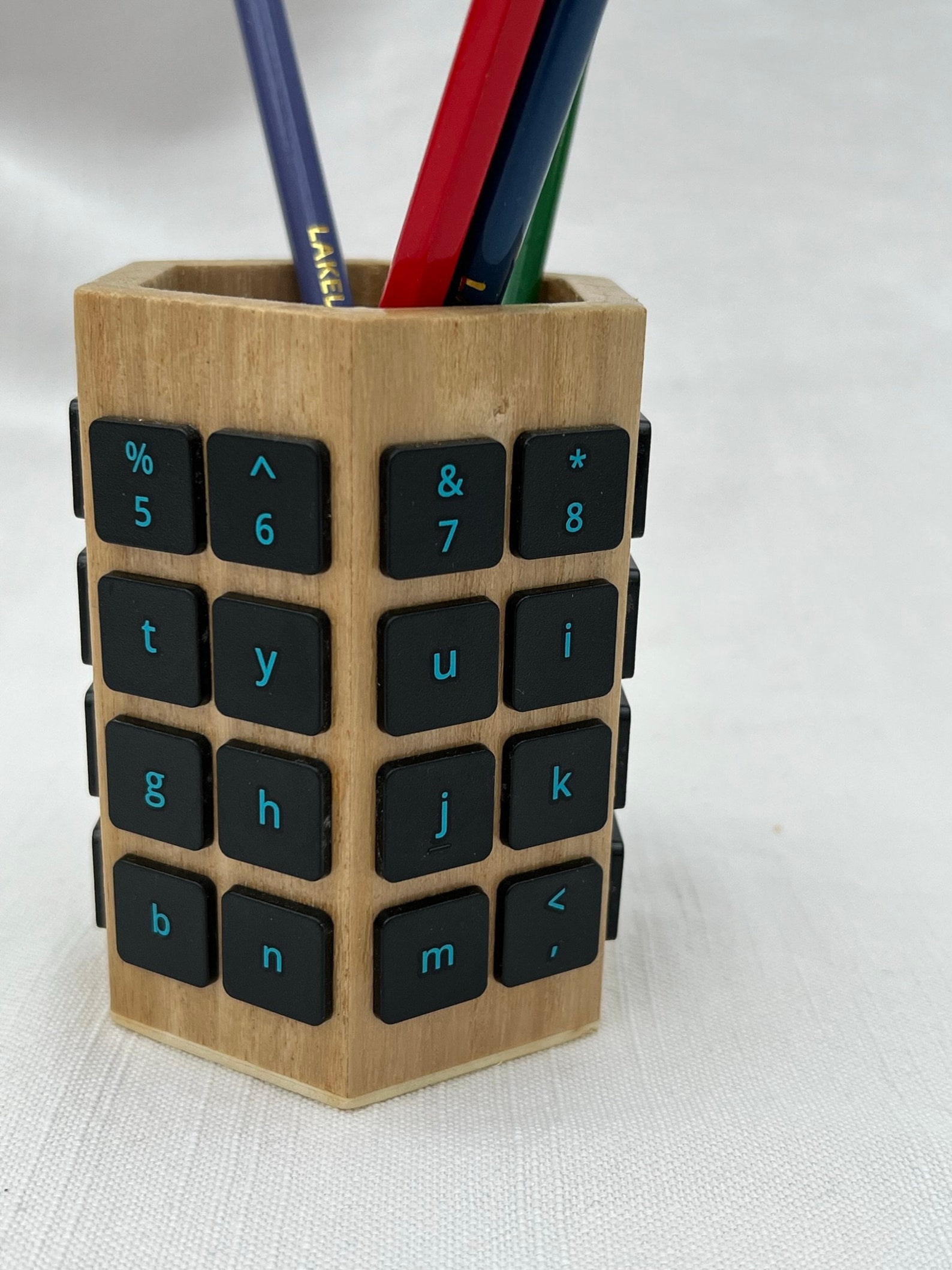 Wooden Desk Pen/pencil Pot Covered With Recycled Laptop Keys & Clear ...