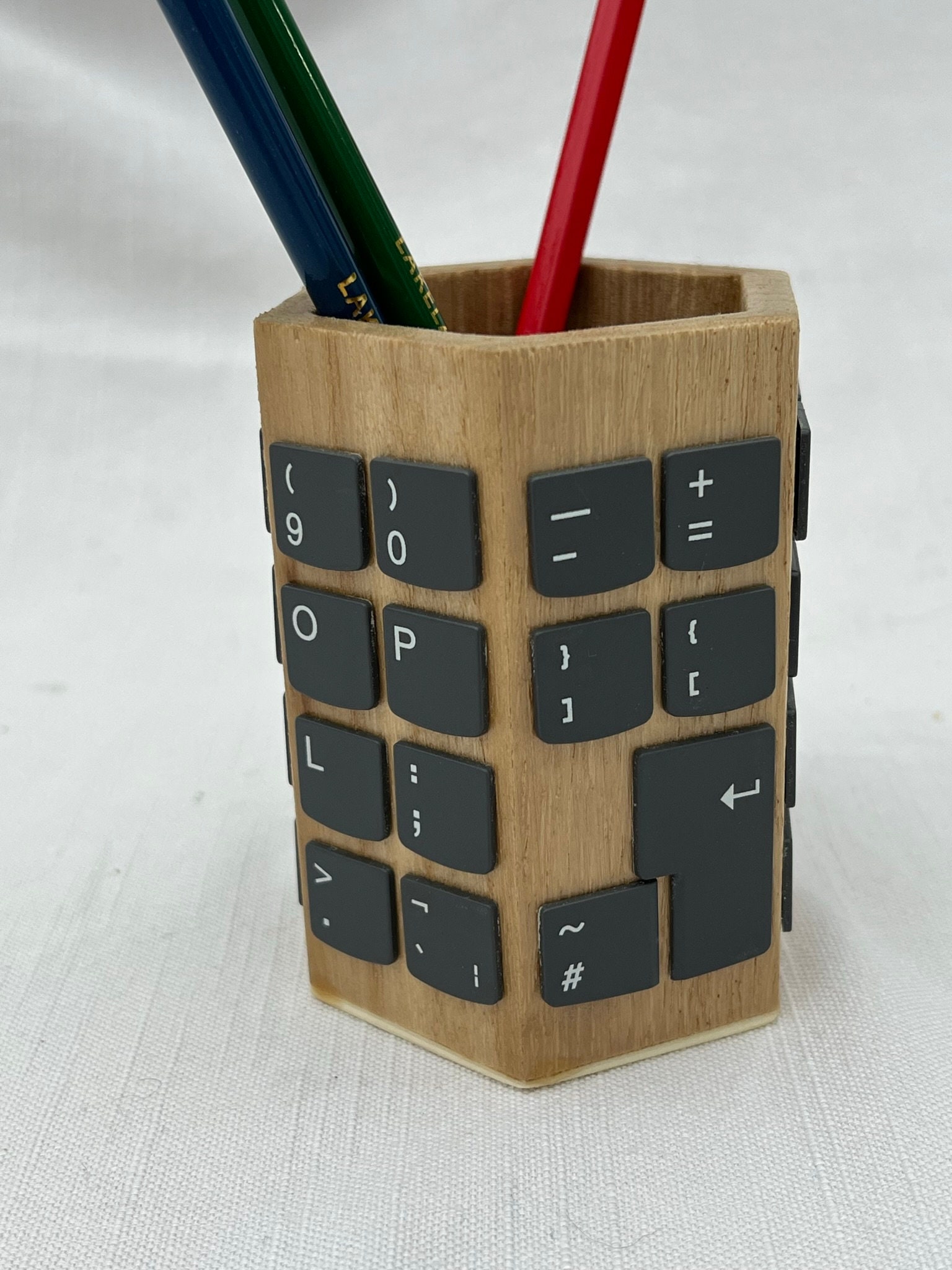 Wooden Desk Pen/pencil Pot Covered With Recycled Laptop Keys & Clear ...
