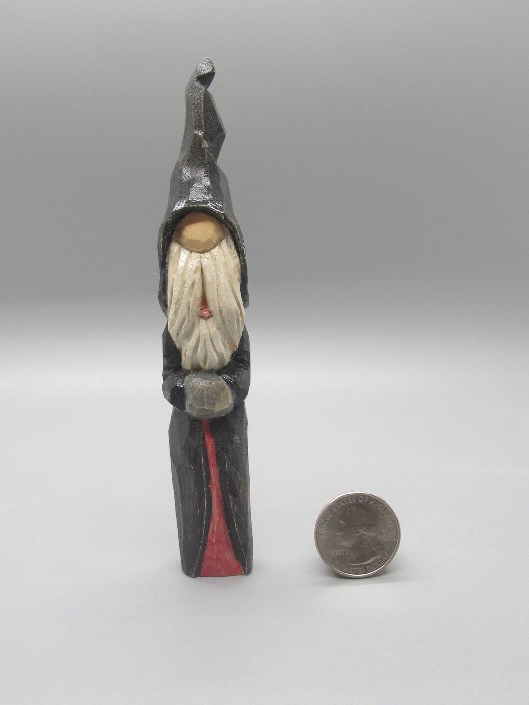 Hand Carved and Hand Painted Folk Art Wizard or Sorcerer. Collectible ...