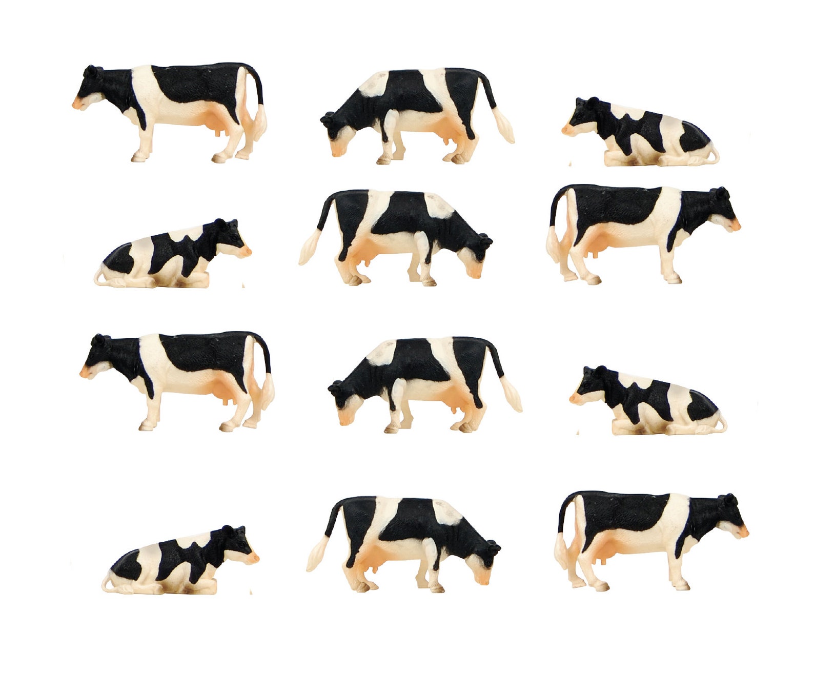 Kids Globe 1:32 scale Cows Black/White Standing & Laying 12 | Etsy