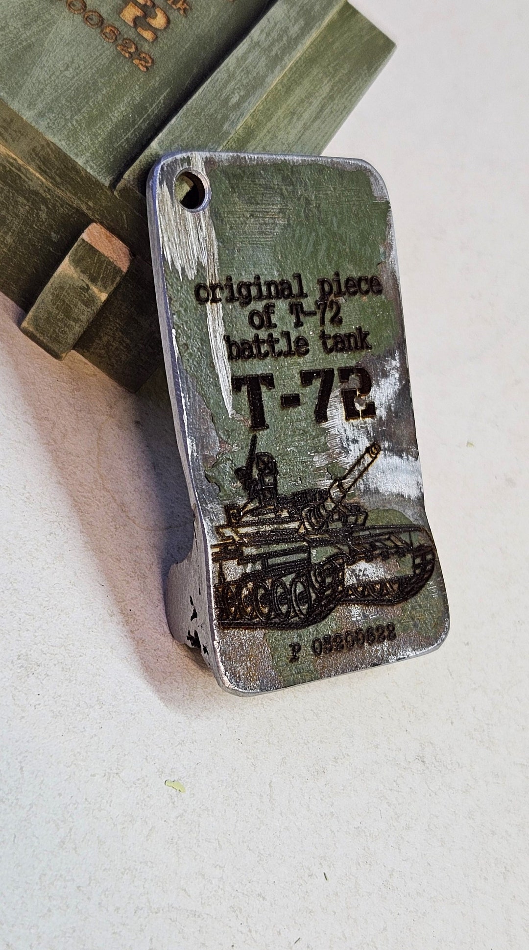 Tank Skin.keychains From T72 Keyring Tank With Wooden Box.piece of Real ...