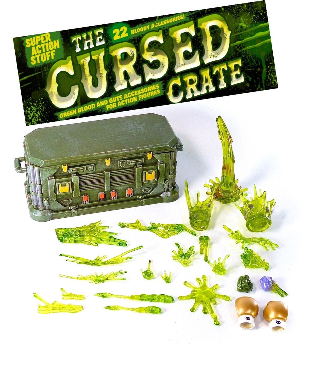 1:12 Super Action Stuff CURSED CRATE - Green Monster Blood Figure ...