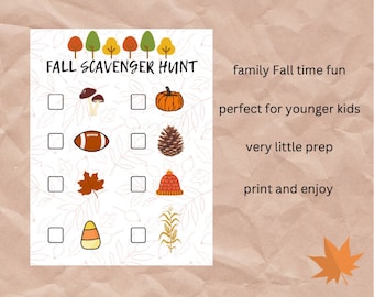 Fall Scavenger Hunt Printable Kids Activity Outdoor Game - Etsy