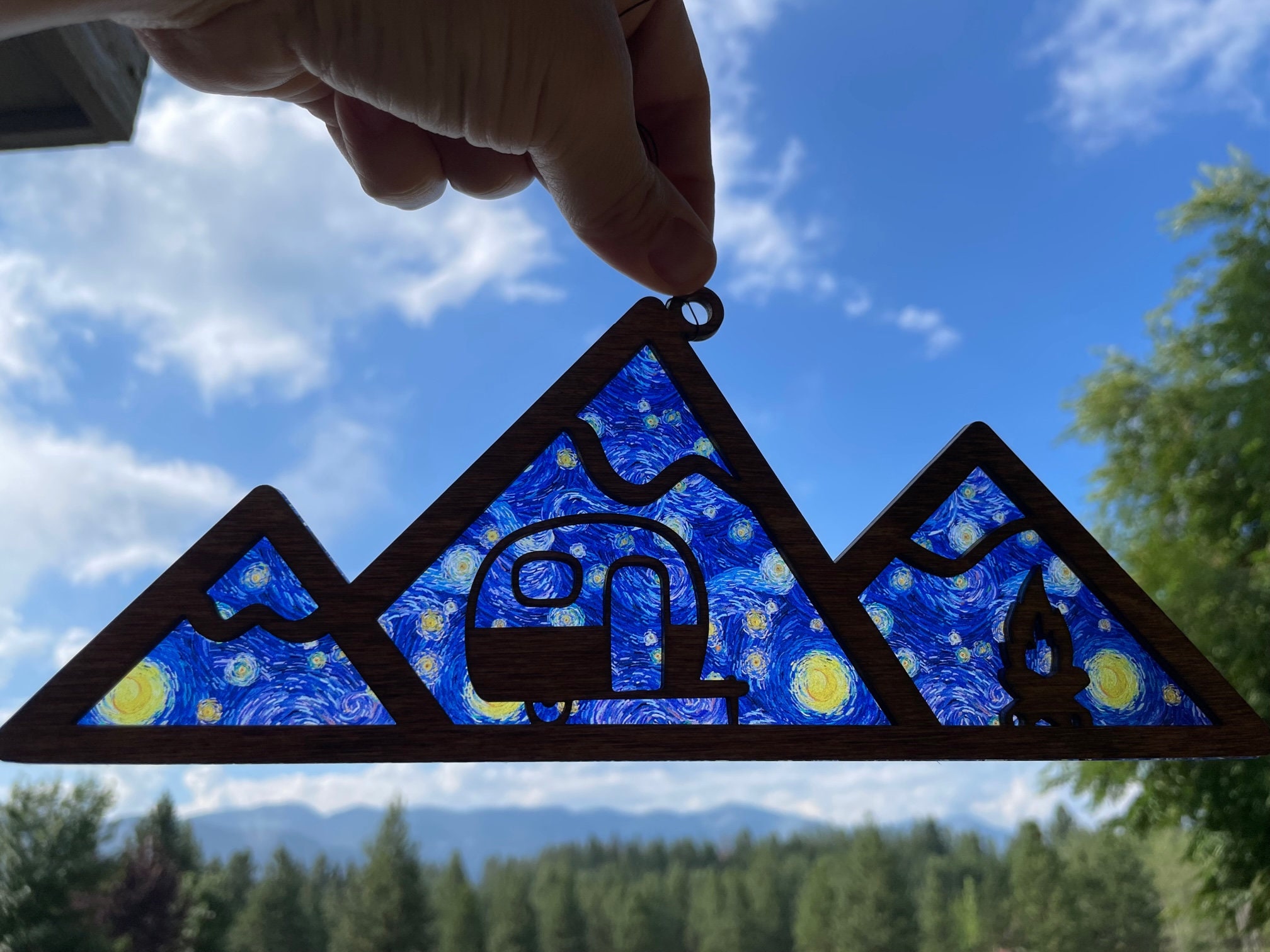 Camper Mountain Suncatcher, Laser SVG, Cut File, Glowforge Files ...