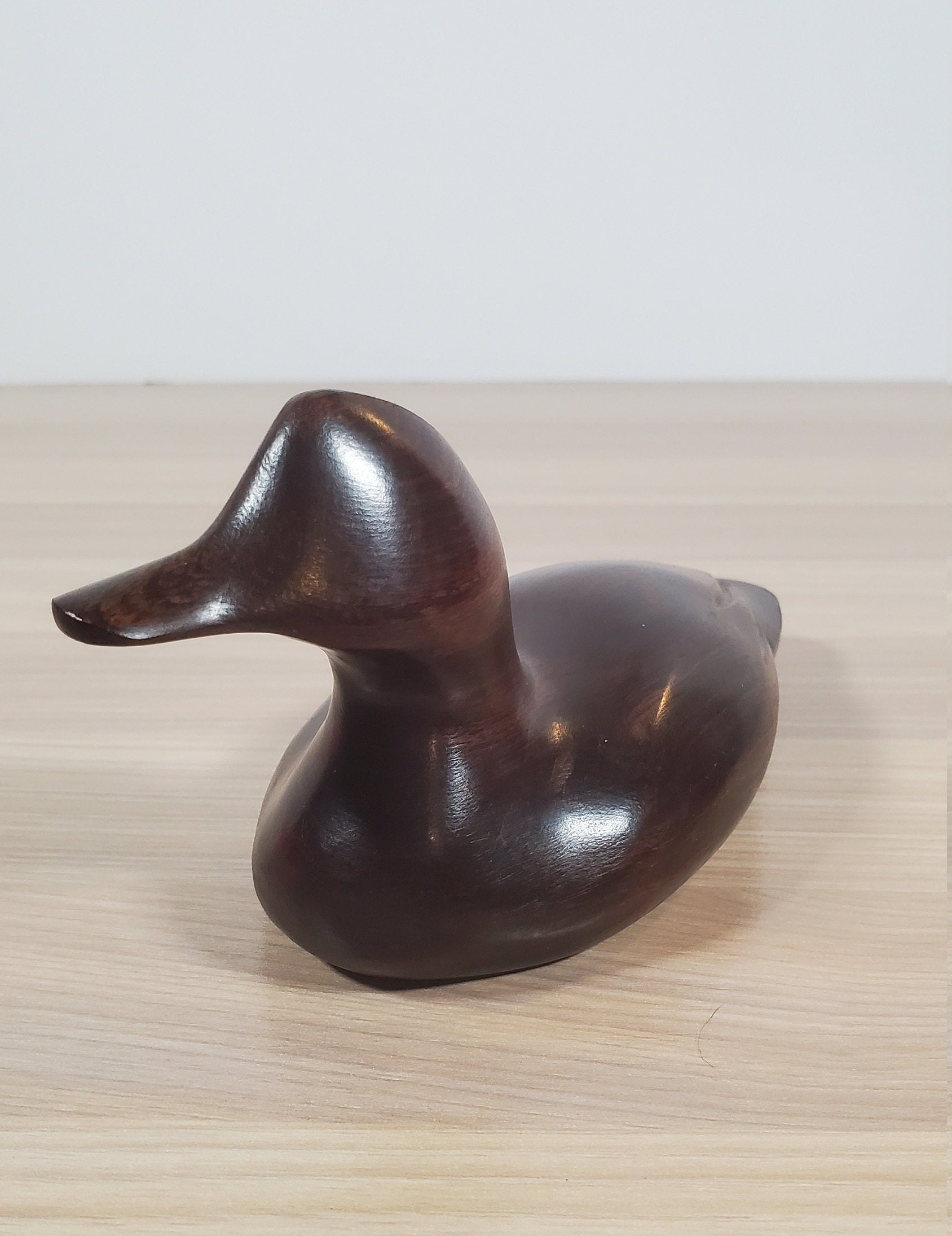 Vintage Smooth Solid Dark Hardwood Carved Duck Figure Mallard 6 1/4” - Etsy