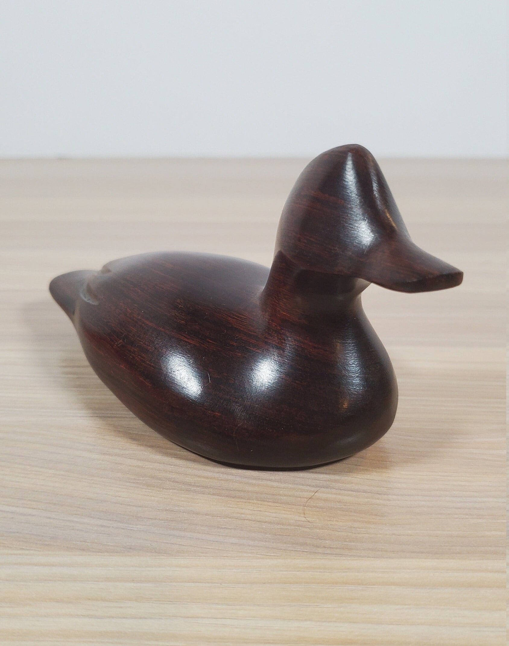 Vintage Smooth Solid Dark Hardwood Carved Duck Figure Mallard 6 1/4” - Etsy