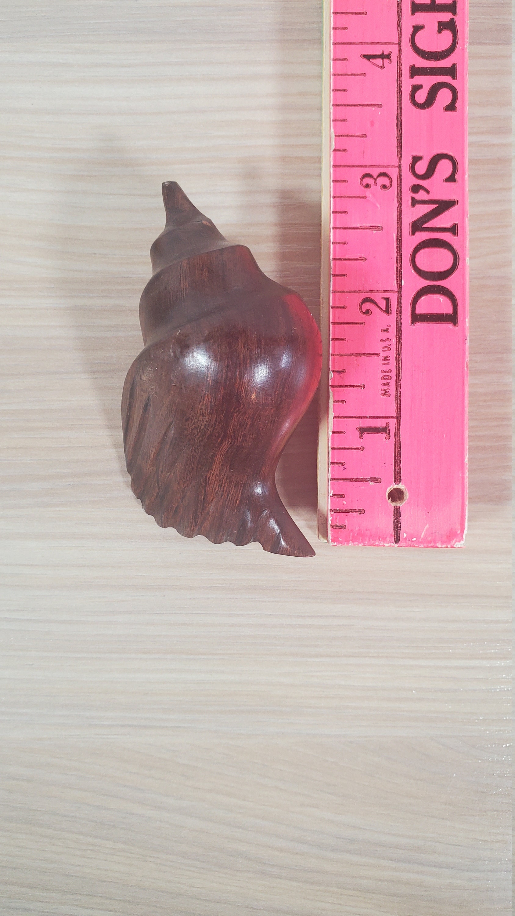 Set of 3 Conch Sea Shell Carving Dark Wooden Statues Wood Carved ...
