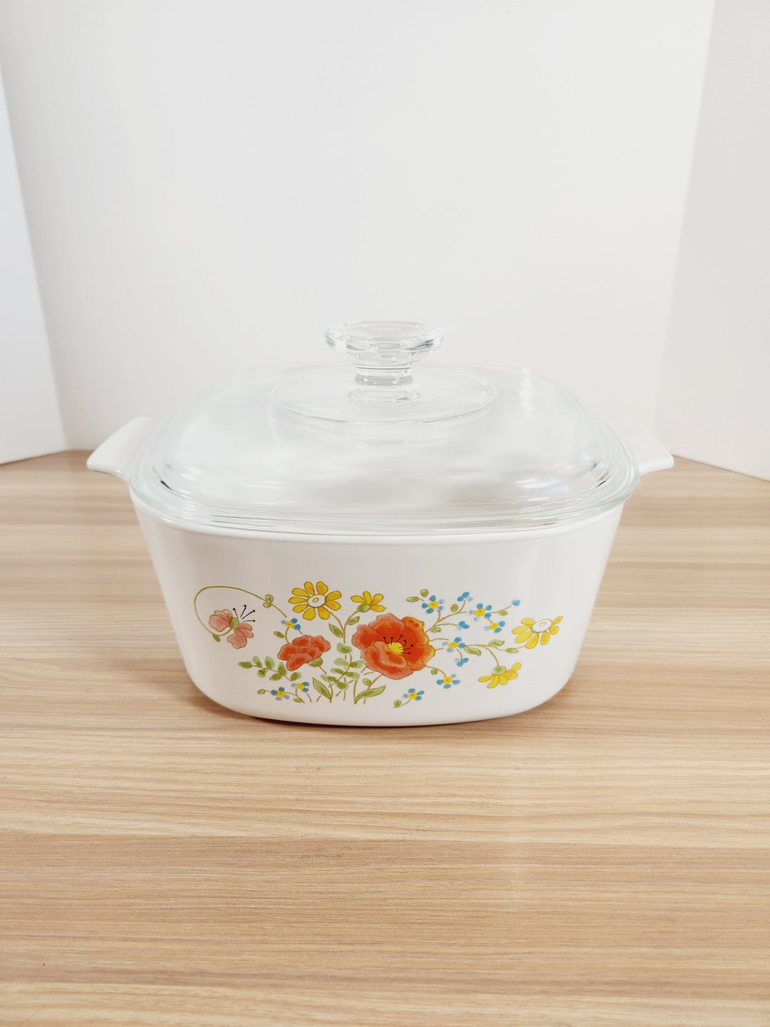 3 Qt Corning Ware Casserole Wildflower Orange Poppy Spring Bouquet W ...