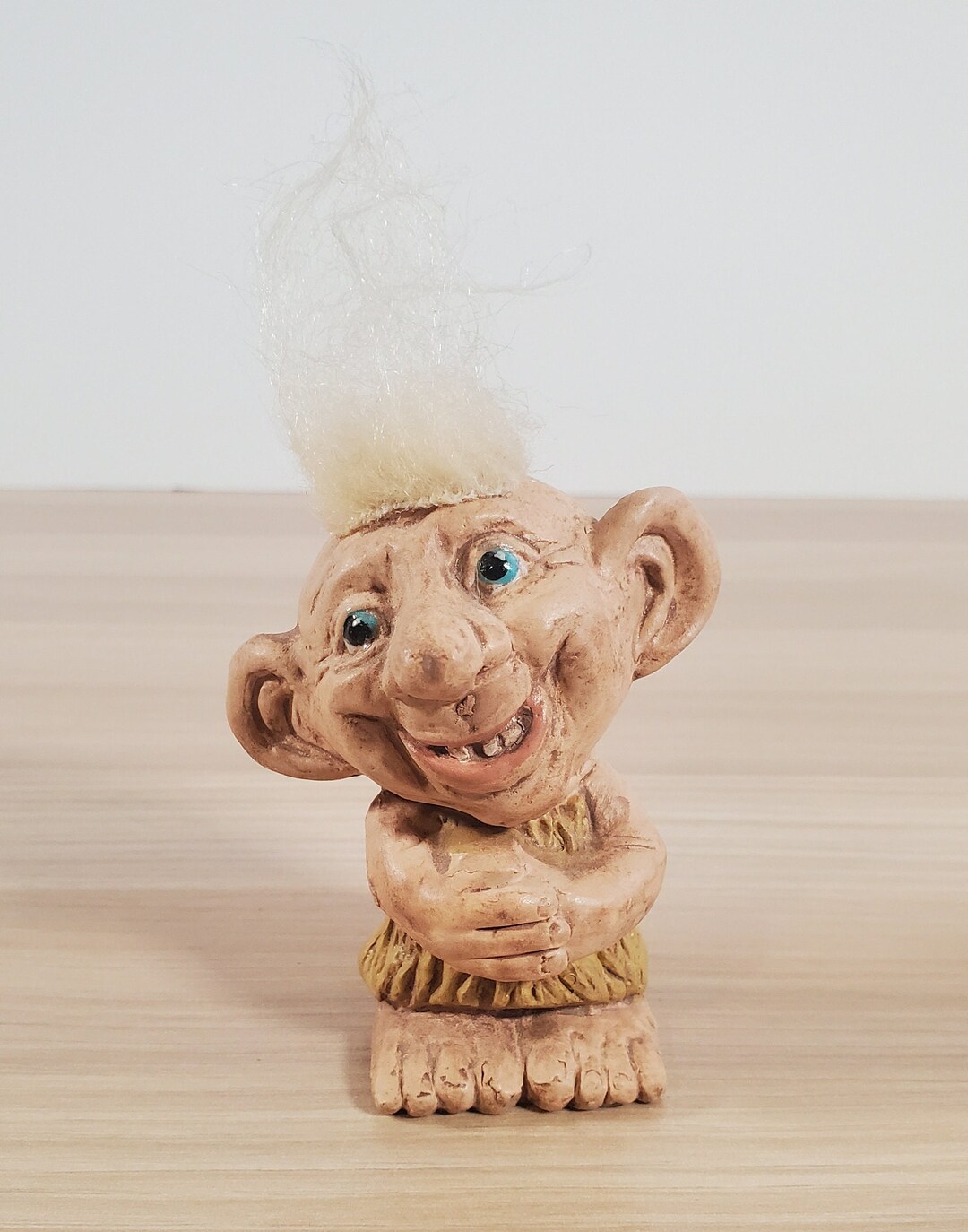 Vintage Ceramic Troll Gnome 3 Blue Eyes White Hair Made - Etsy