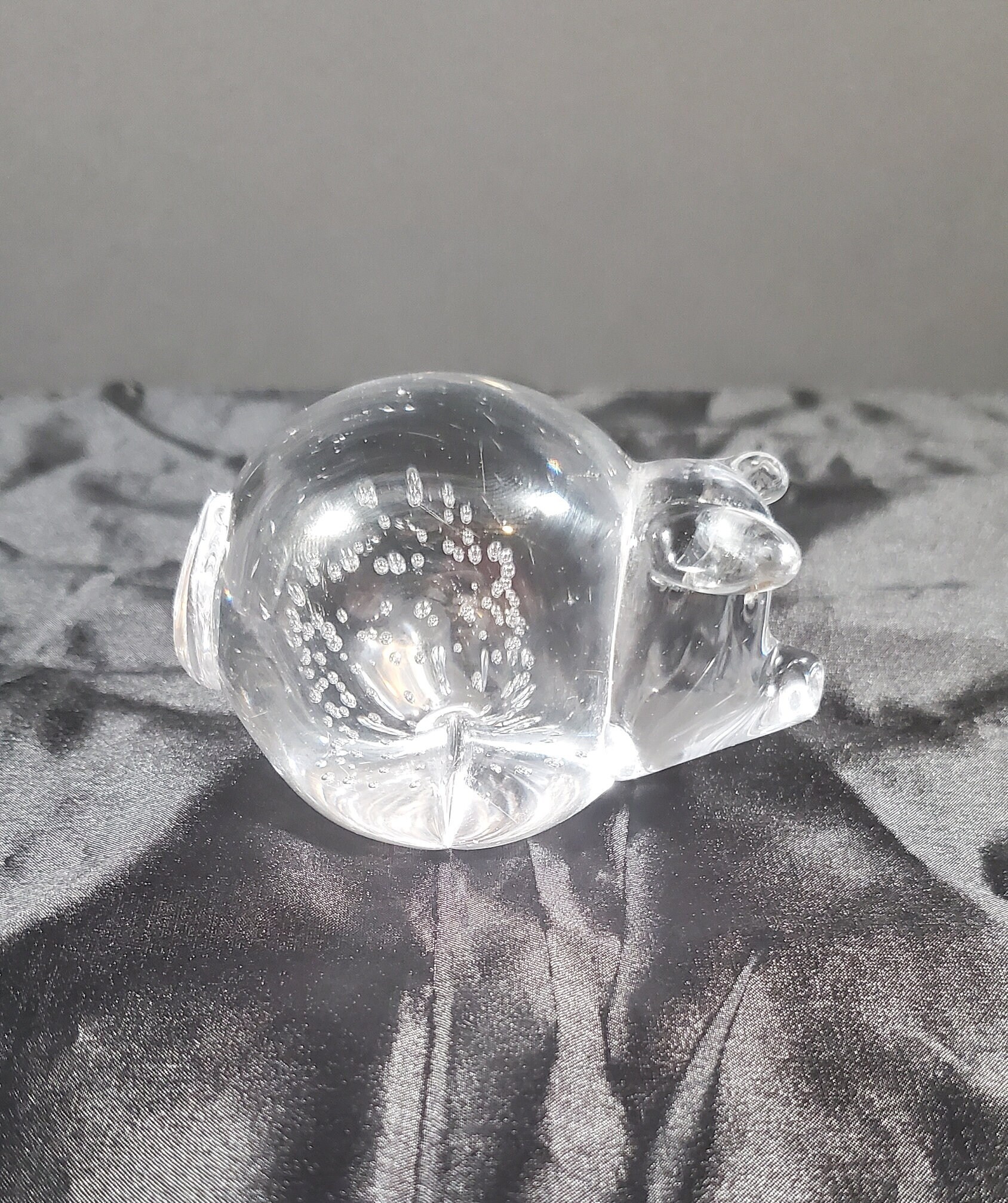 Vintage Glass Pig Paperweight / Figurine Animals Clear With Bubbles ...