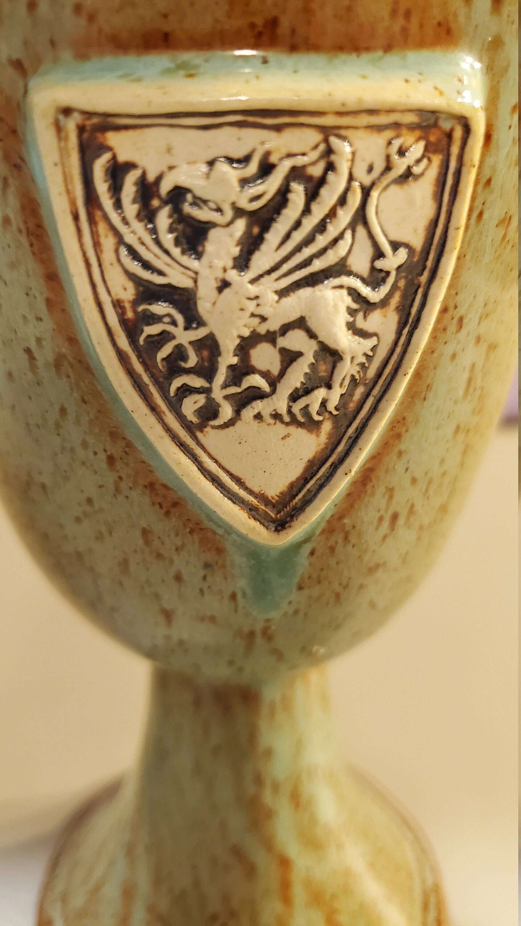 Glazed Clay Speckled Green Goblet With Griffin - Etsy