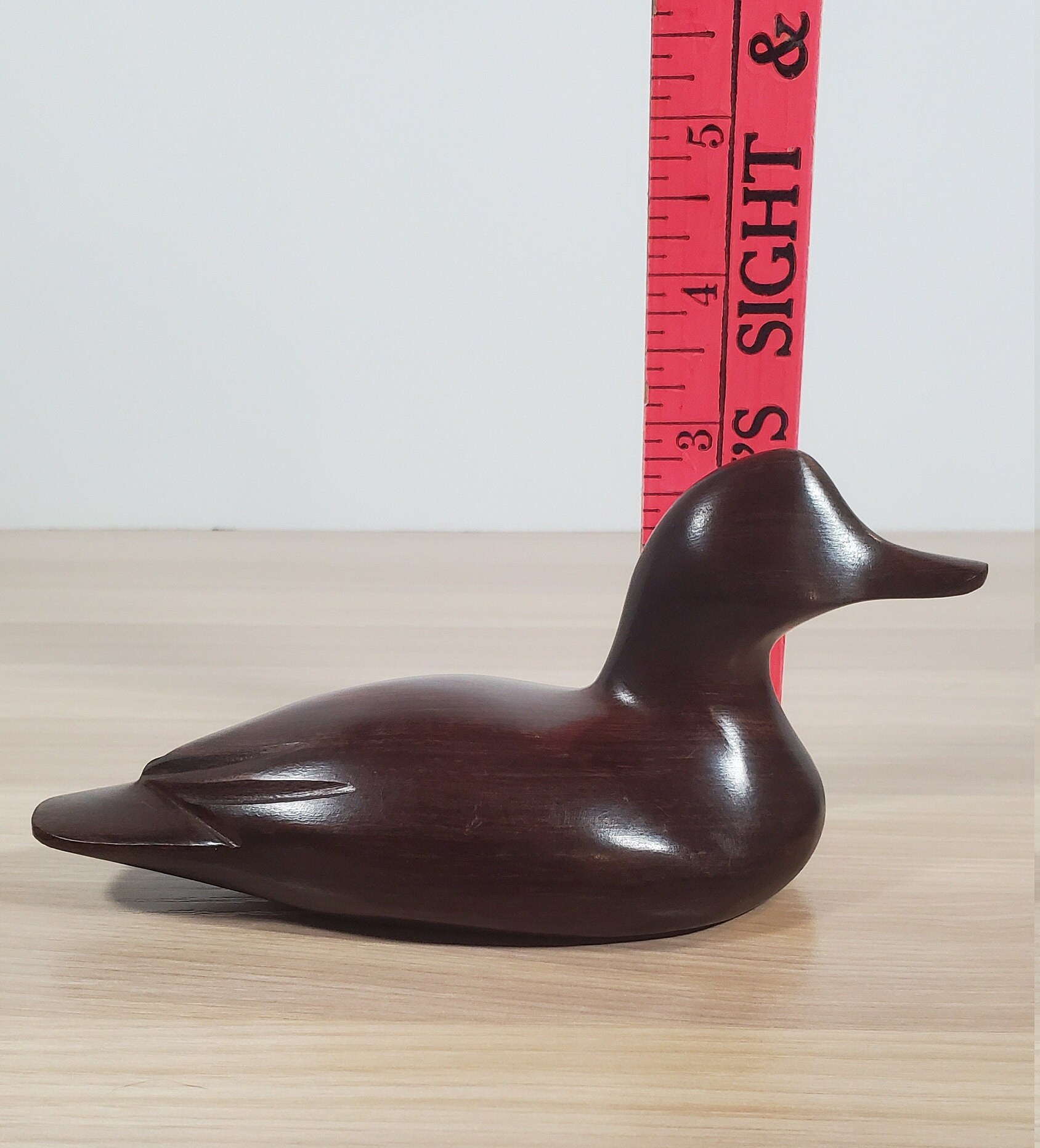 Vintage Smooth Solid Dark Hardwood Carved Duck Figure Mallard 6 1/4” - Etsy