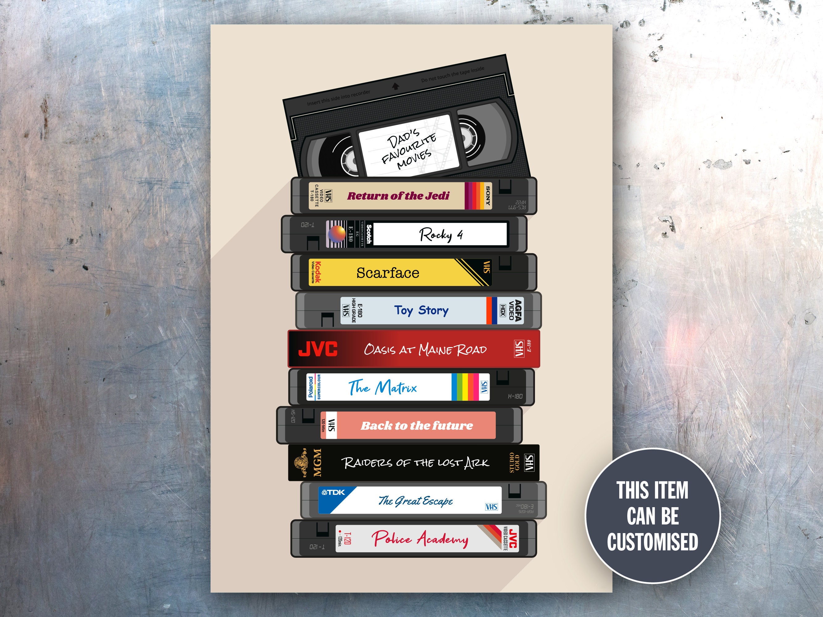 Personalised 80s VHS Video Tapes Fine Art Print A4 / A3 - Etsy UK