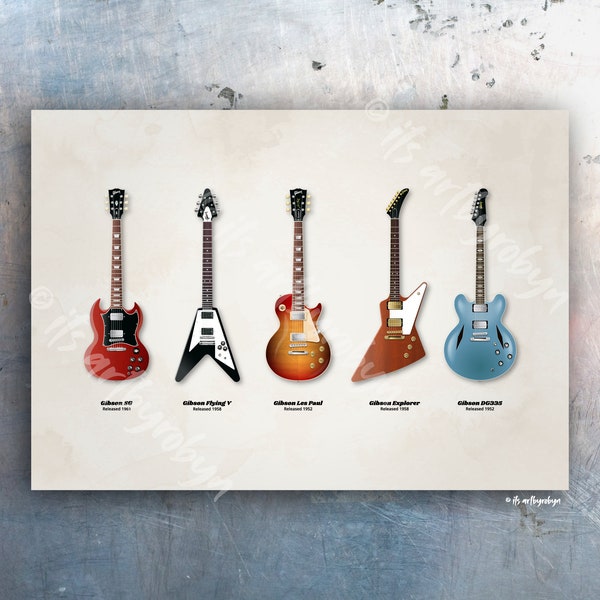 Gibson Guitar Art - Etsy