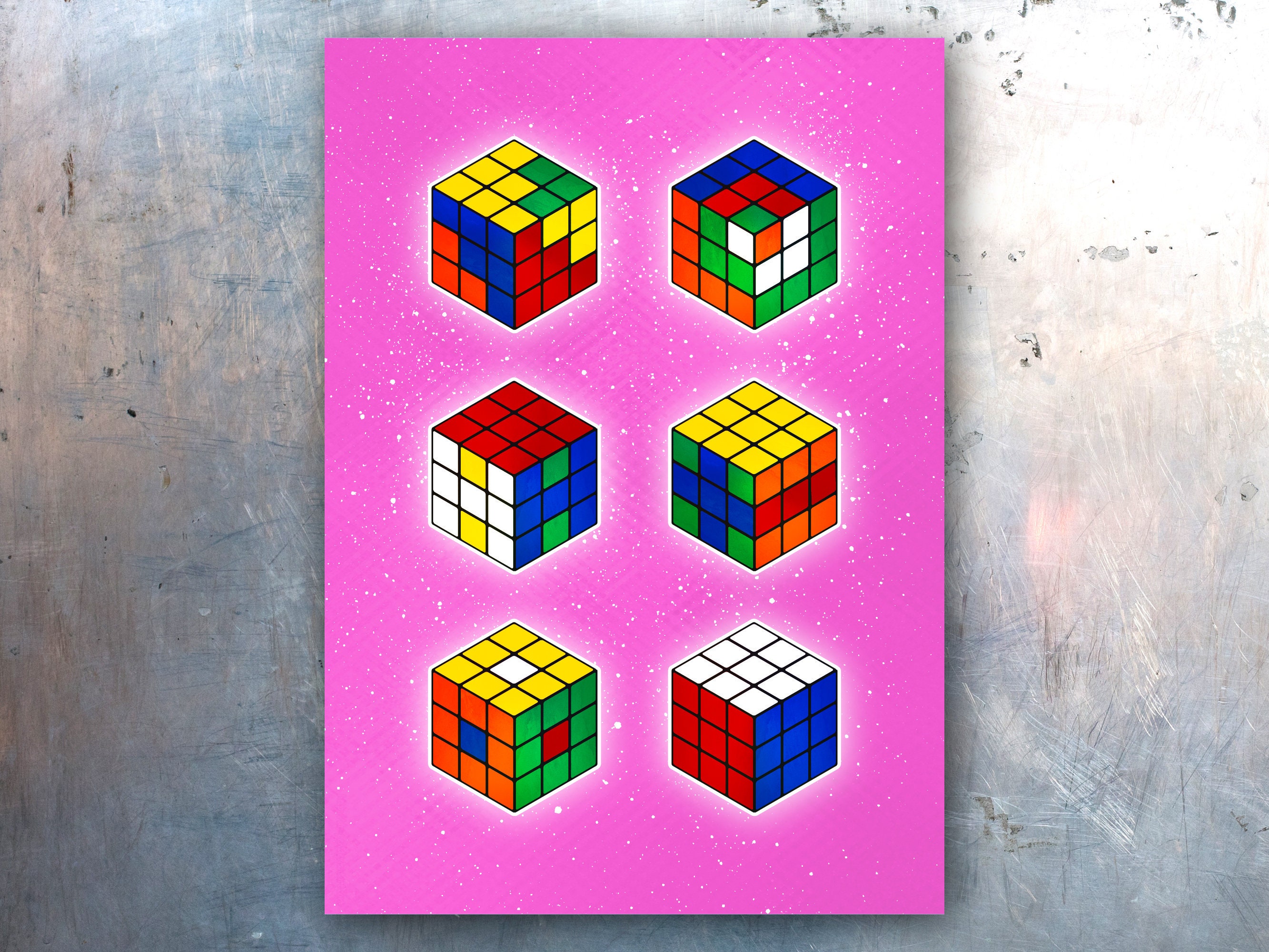 Retro 80s Rubik's Cube Fine Art Print A4 / A3 | Eighties Toys | Games ...
