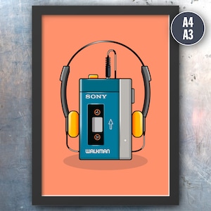 Original (1979) Sony Walkman Pop Art Print A4 / A3 | 80s 90s Nostalgia ...