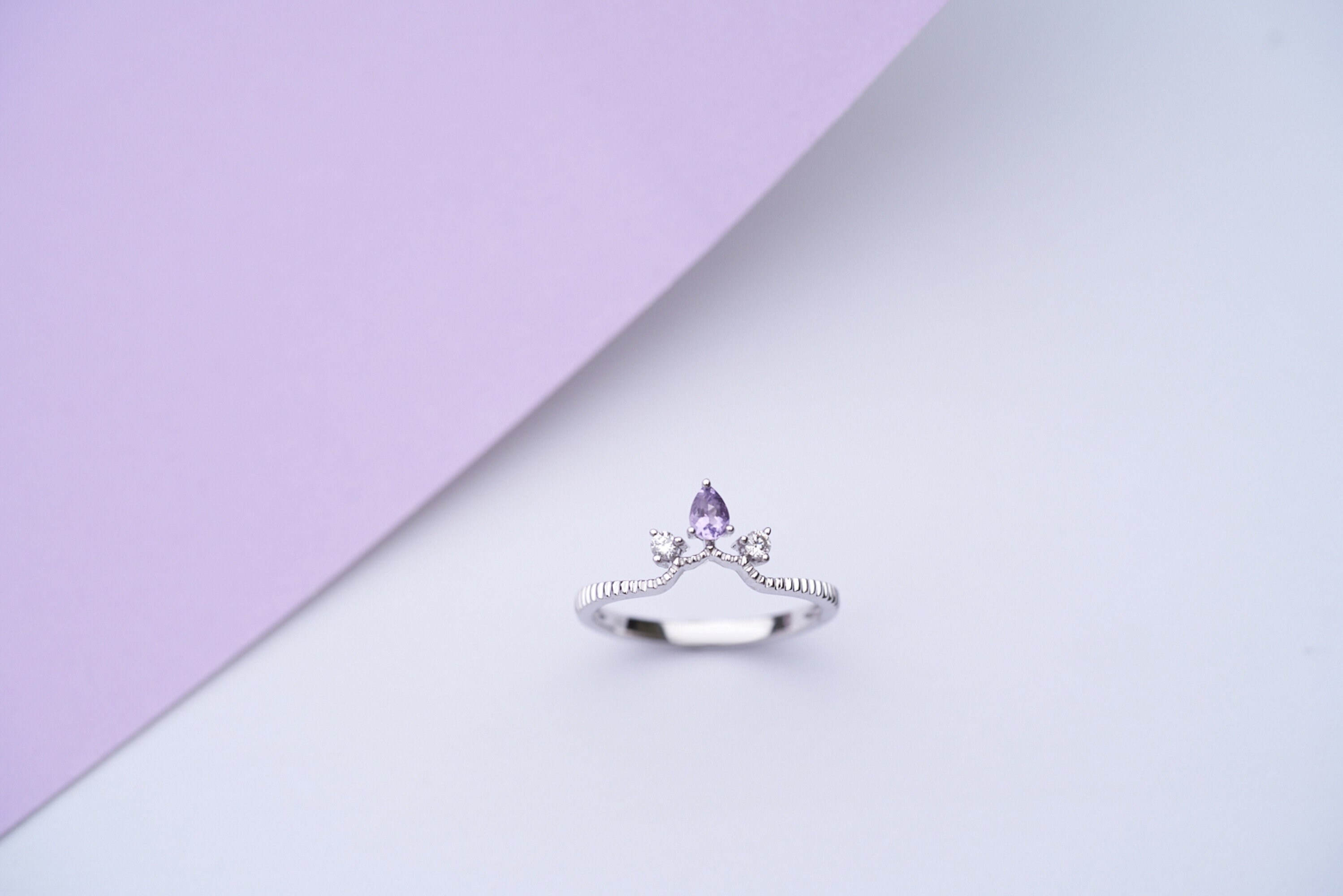 Classic Pink Amethyst 14k White Gold Round and Pear Cut Bridal - Etsy