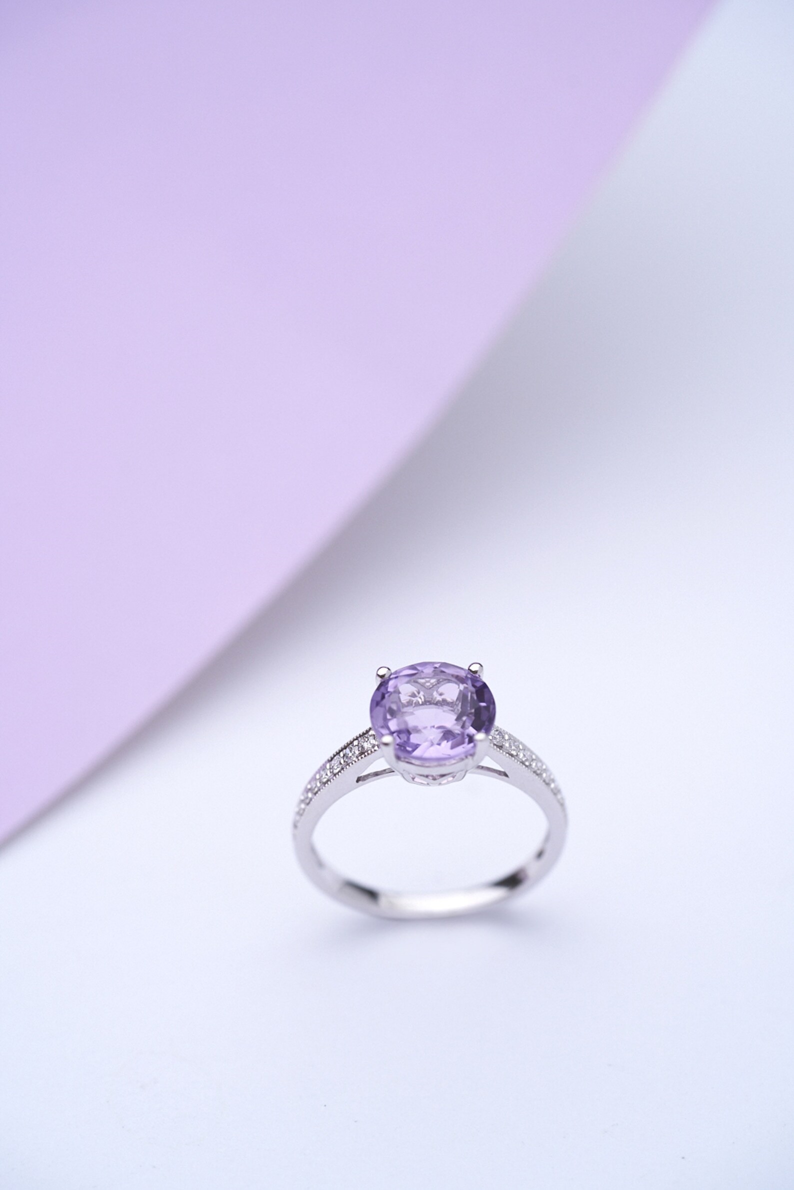 Classic Pink Amethyst 14k White Gold Round and Pear Cut Bridal - Etsy