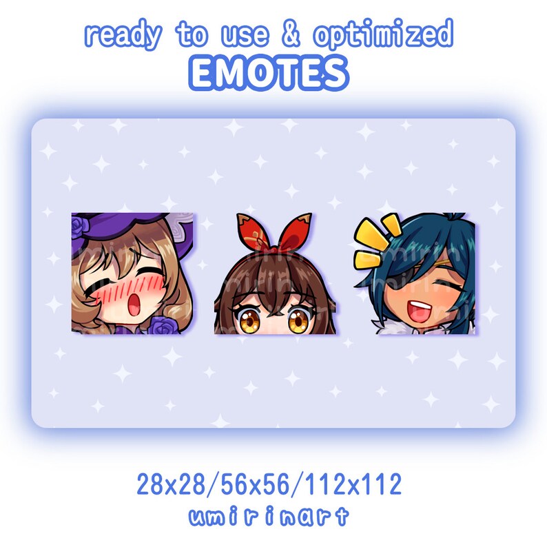 Genshin Impact Twitch Discord emotes Amber Kaeya Lisa | Etsy