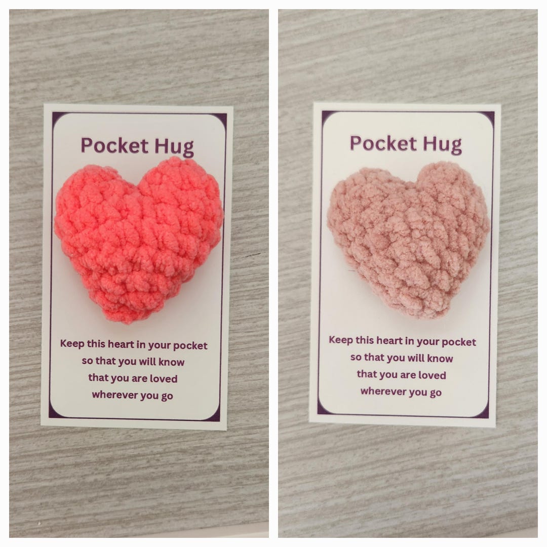 Pocket Hug - Push Crochet Heart With Poem, Valentine's, Travel Gift - Etsy
