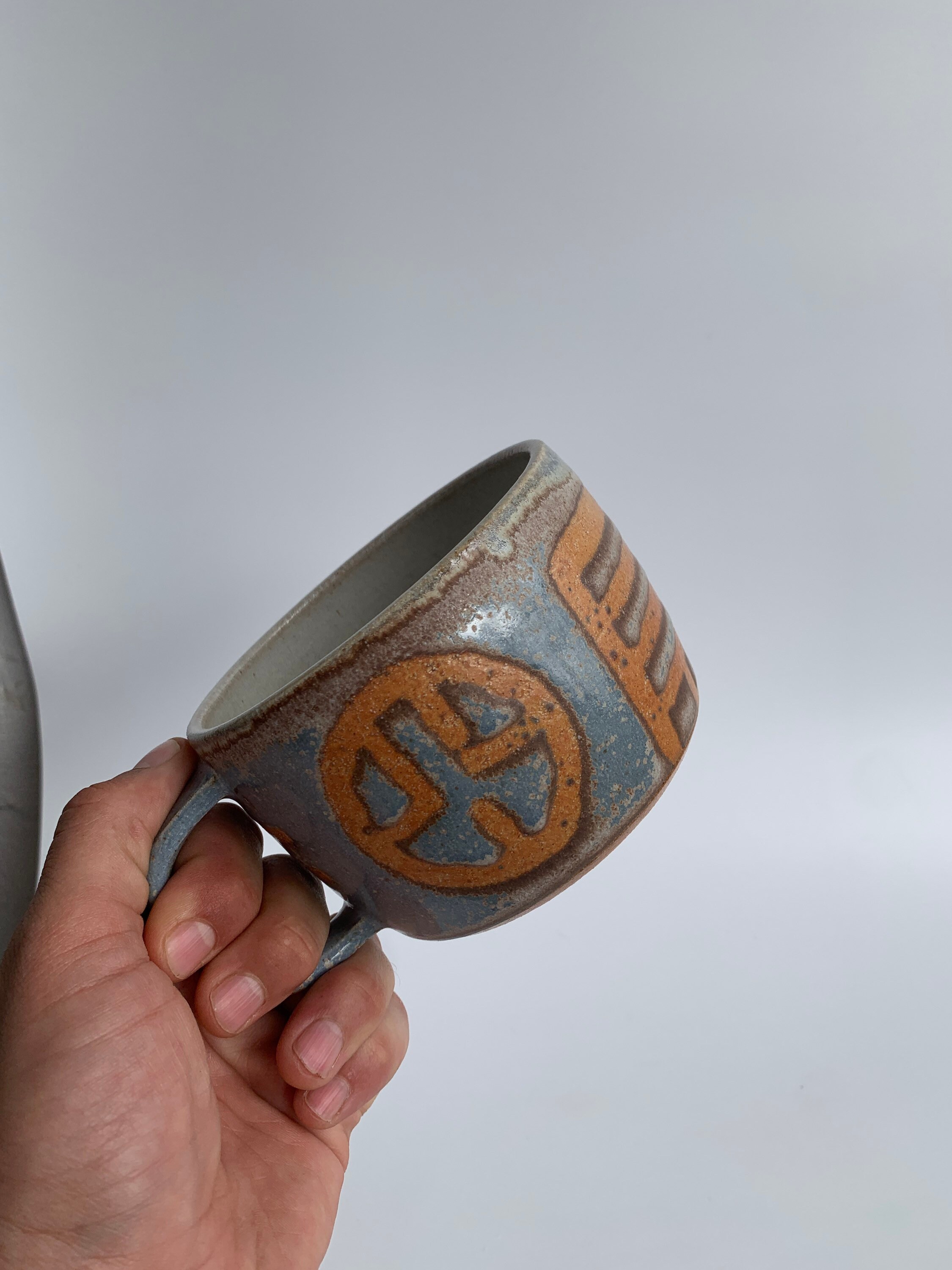 Blue and Orange Mug | Cafe | Hand-thrown | Stoneware Ceramics | Studio ...