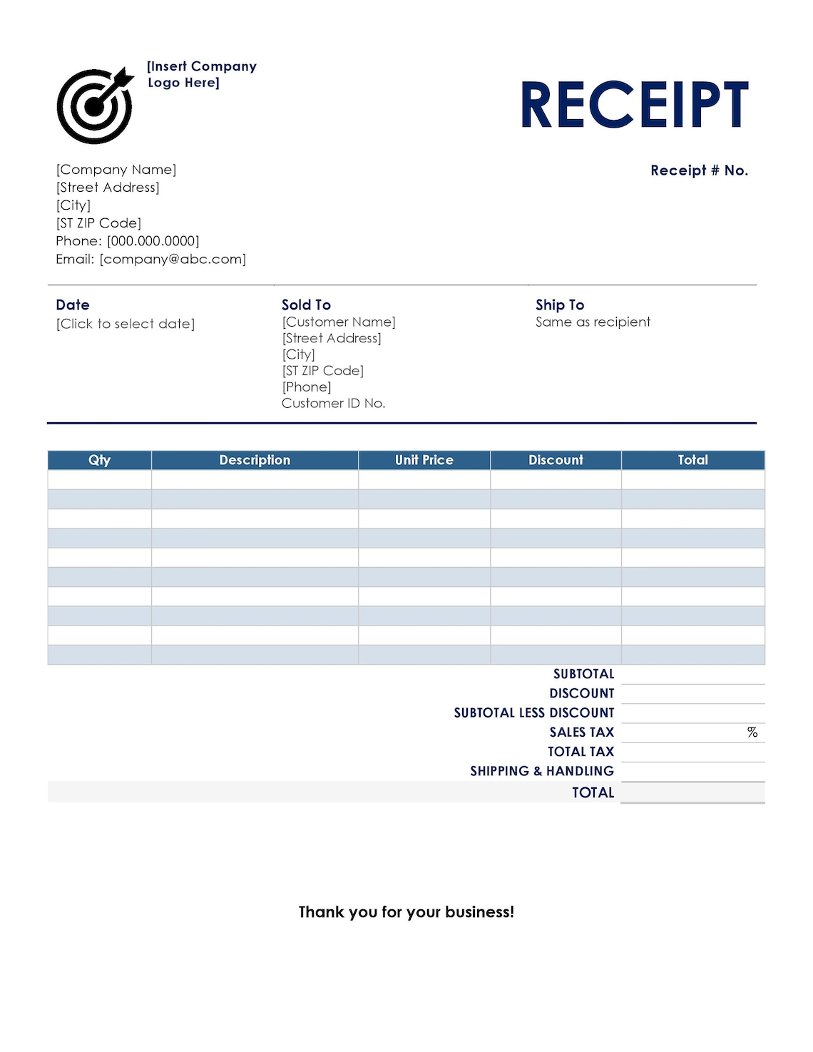Printable Receipt Template Invoice Template Word Instant | Etsy