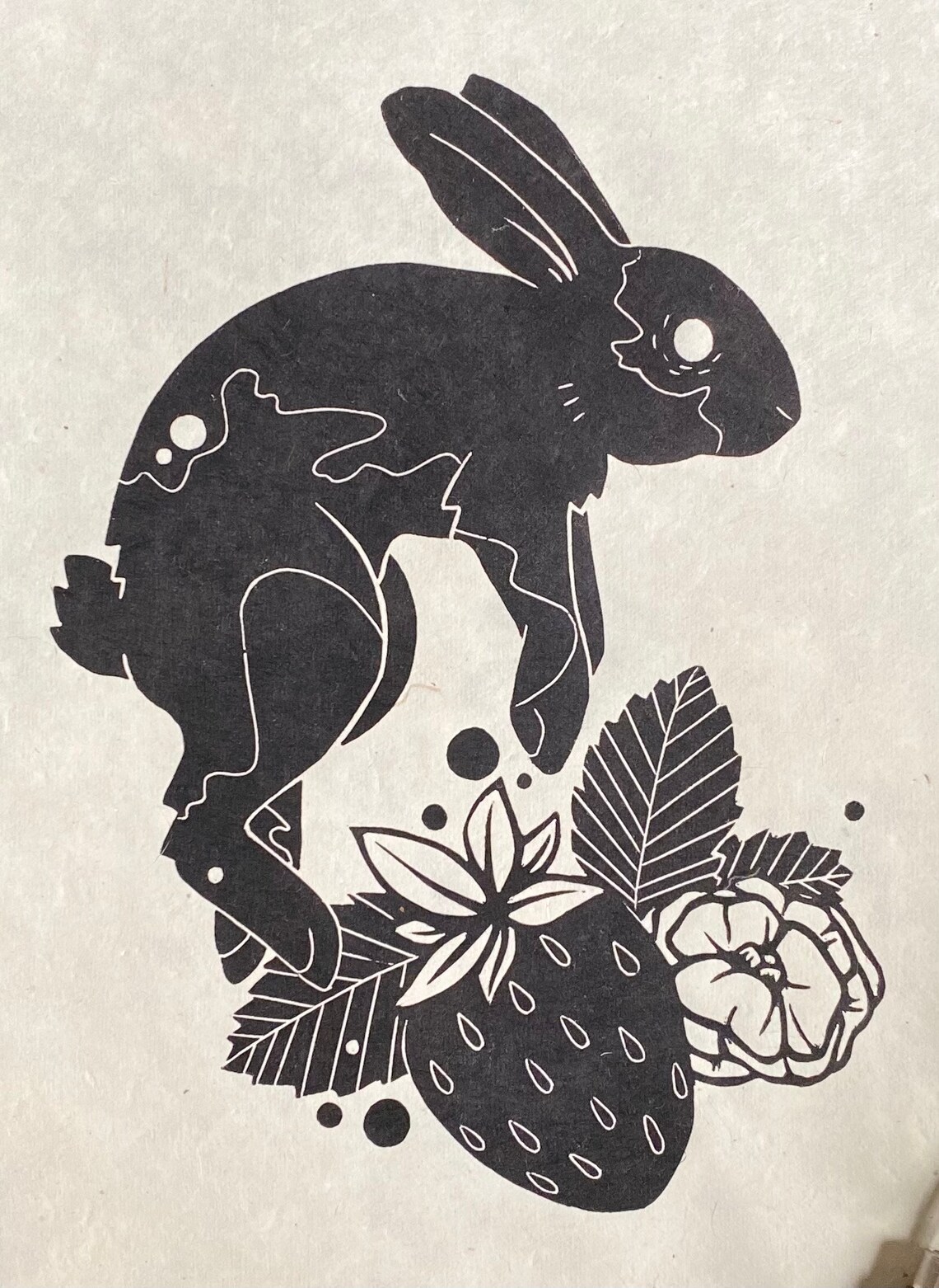 Rabbit Art Print Animal Linocut Print Bunny Block Print - Etsy