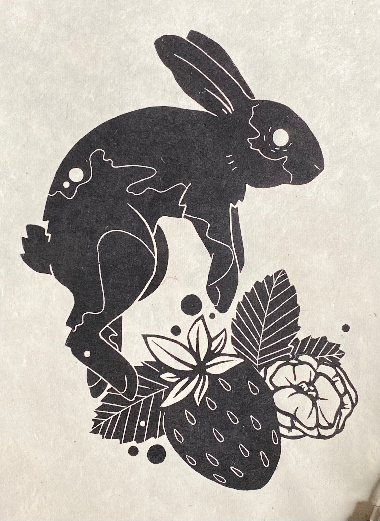 Rabbit Art Print Animal Linocut Print, Bunny Block Print, Wall Art, 11 ...