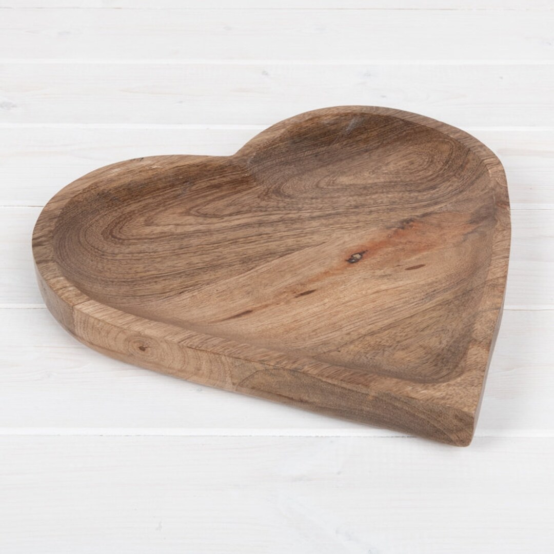 Natural Woodgrain Heart Tray - Etsy
