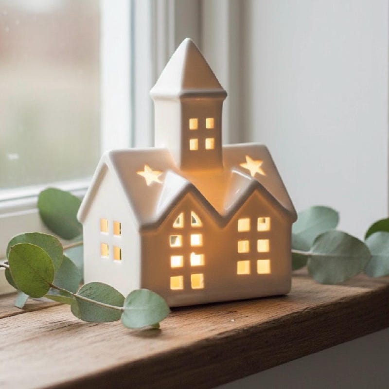 Lighted Ceramic Church - Etsy