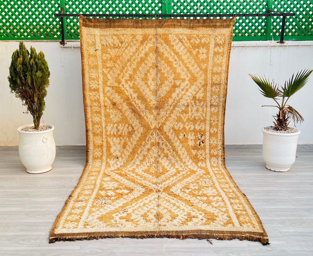Vintage Yellow Moroccan Rug, Handmade Rug, Berber Rug , 10.5x5.4ft - Etsy