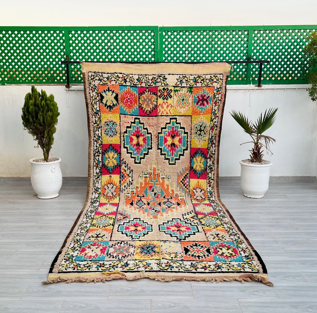 Large Vintage Moroccan Rug Colorful Boujaad Rug Berber Rug - Etsy