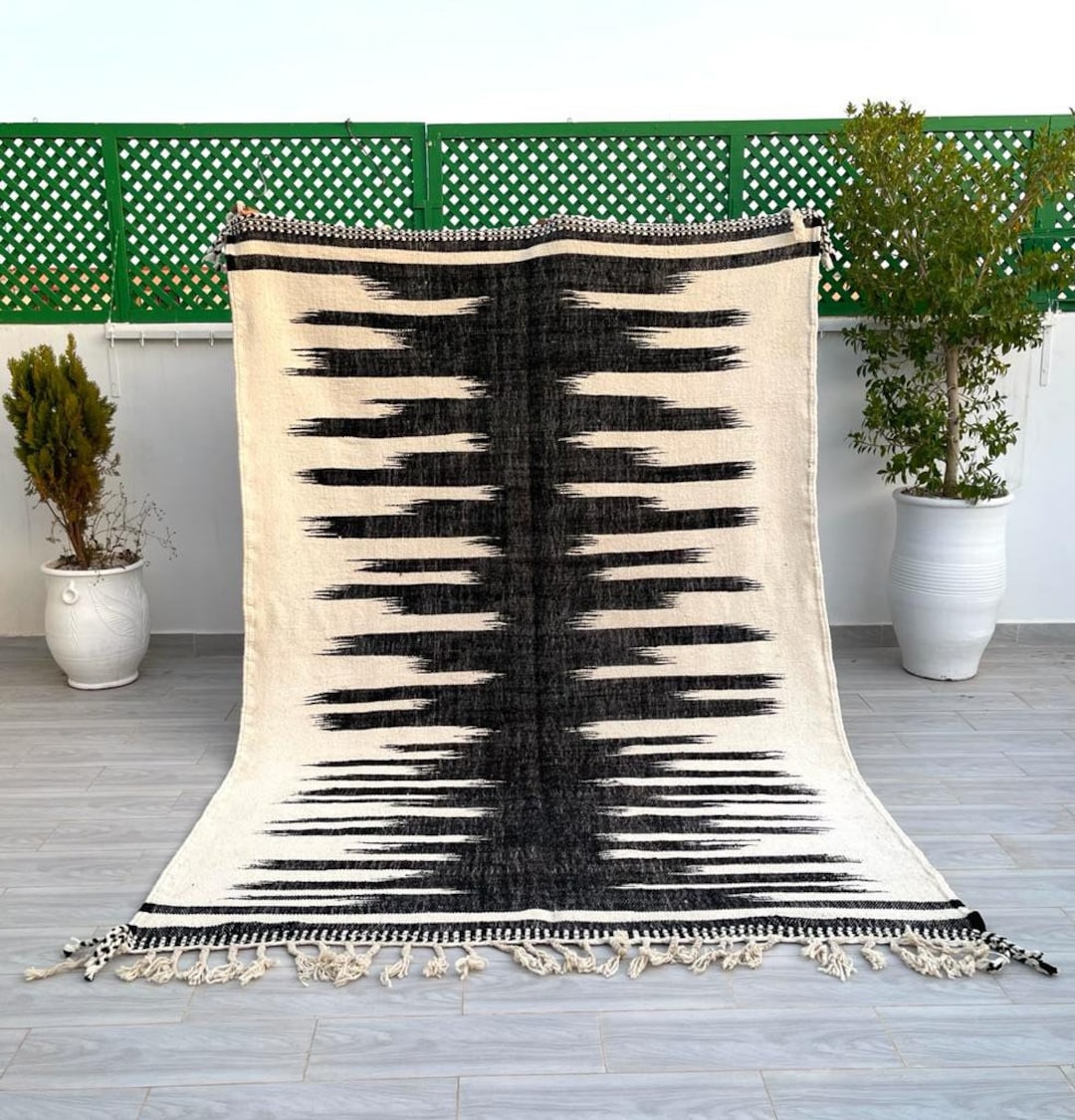 Amazing Moroccan Rug,black and White Rug, Flatweave Rug, Custom Made ...