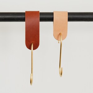 Italian Leather Loop S Hooks, Solid Brass, Kitchen & Office ...