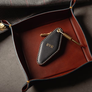 Vintage Leather Hotel Key With Brass Oval Key Ring, Personalized ...