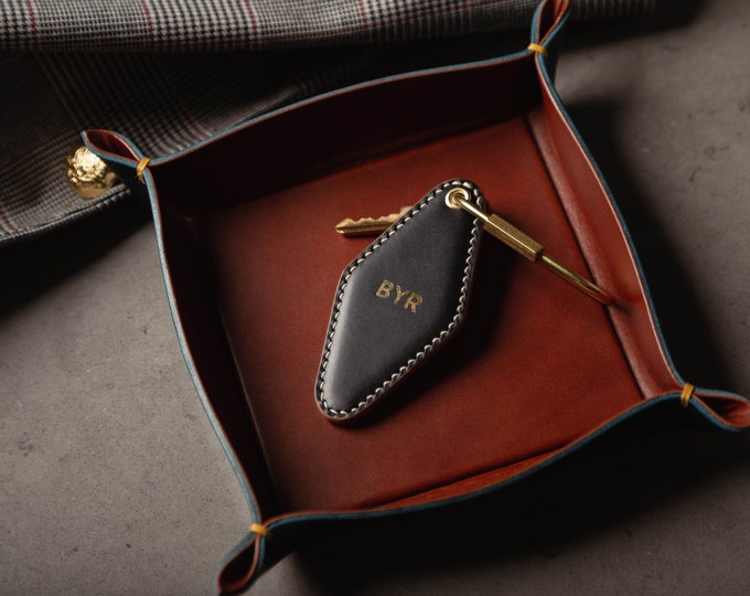 Personalized Vintage Leather Hotel Key With Brass Oval Key Ring ...