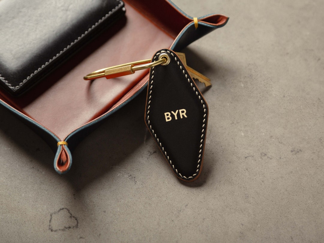 Personalized Vintage Leather Hotel Key With Brass Oval Key Ring ...