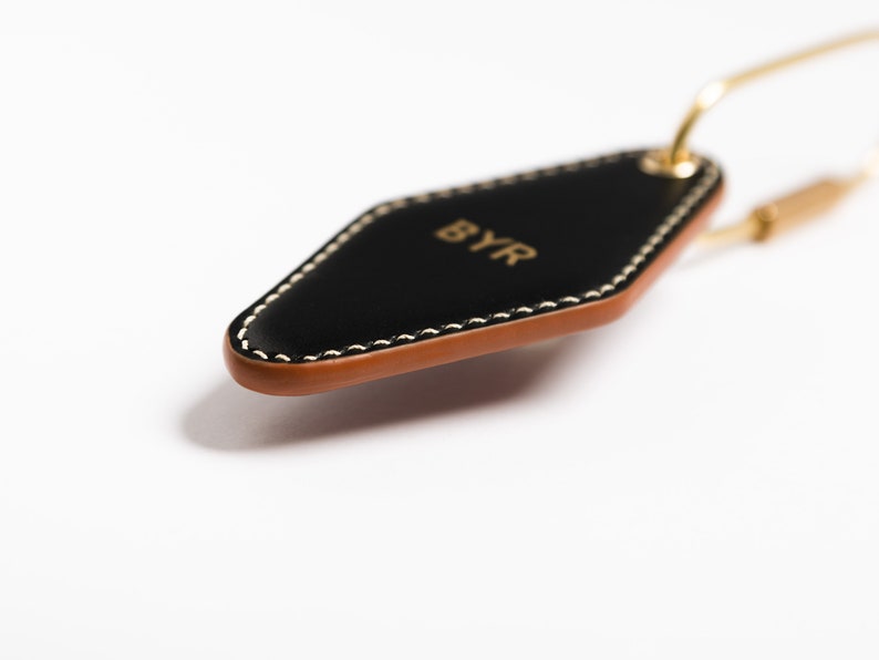 Vintage Leather Hotel Key With Brass Oval Key Ring, Personalized ...