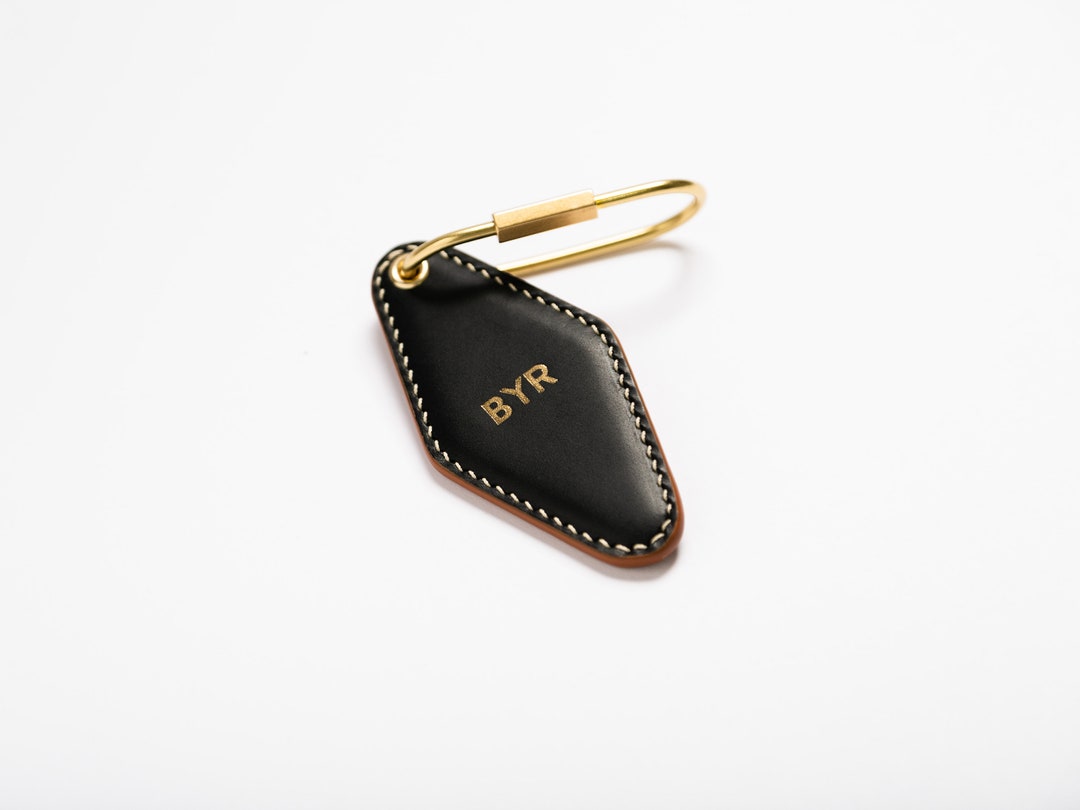Vintage Leather Hotel Key With Brass Oval Key Ring, Personalized ...