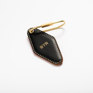 Vintage Leather Hotel Key With Brass Oval Key Ring, Personalized ...