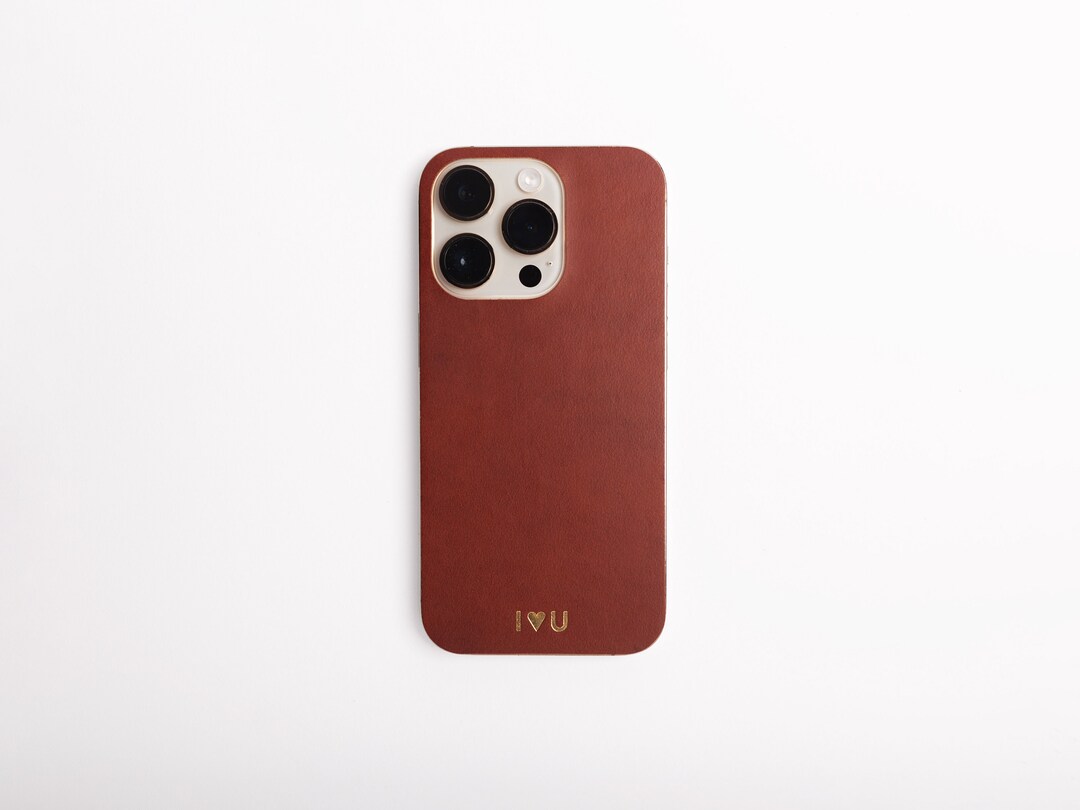 IPhone 15 Leather Skin Decal, Personalized, Leather, Gold Foil, 3M ...