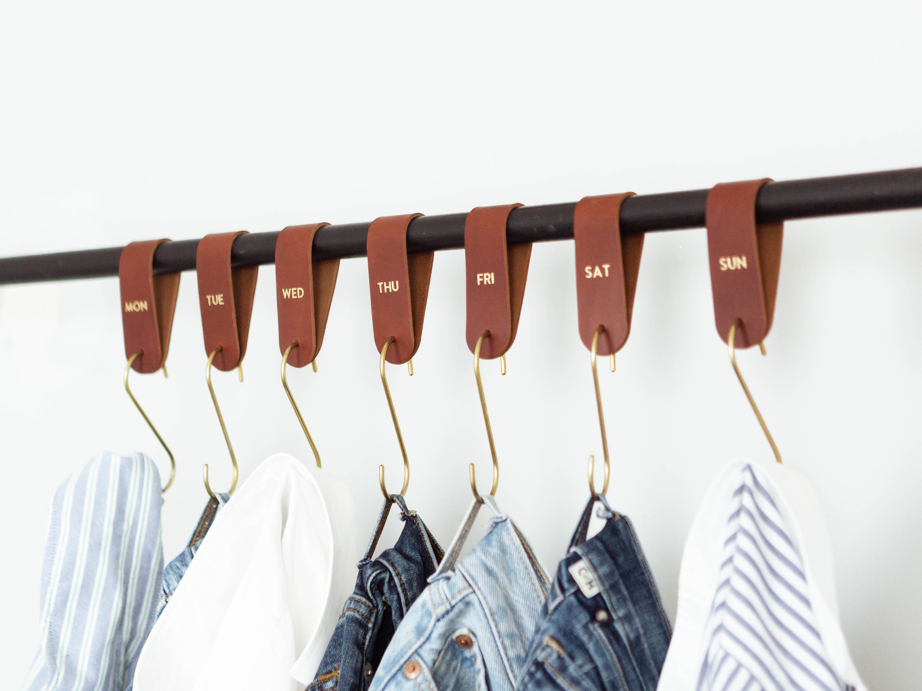 Days of the Week Organization Hooks Mon-sun Solid Brass S - Etsy