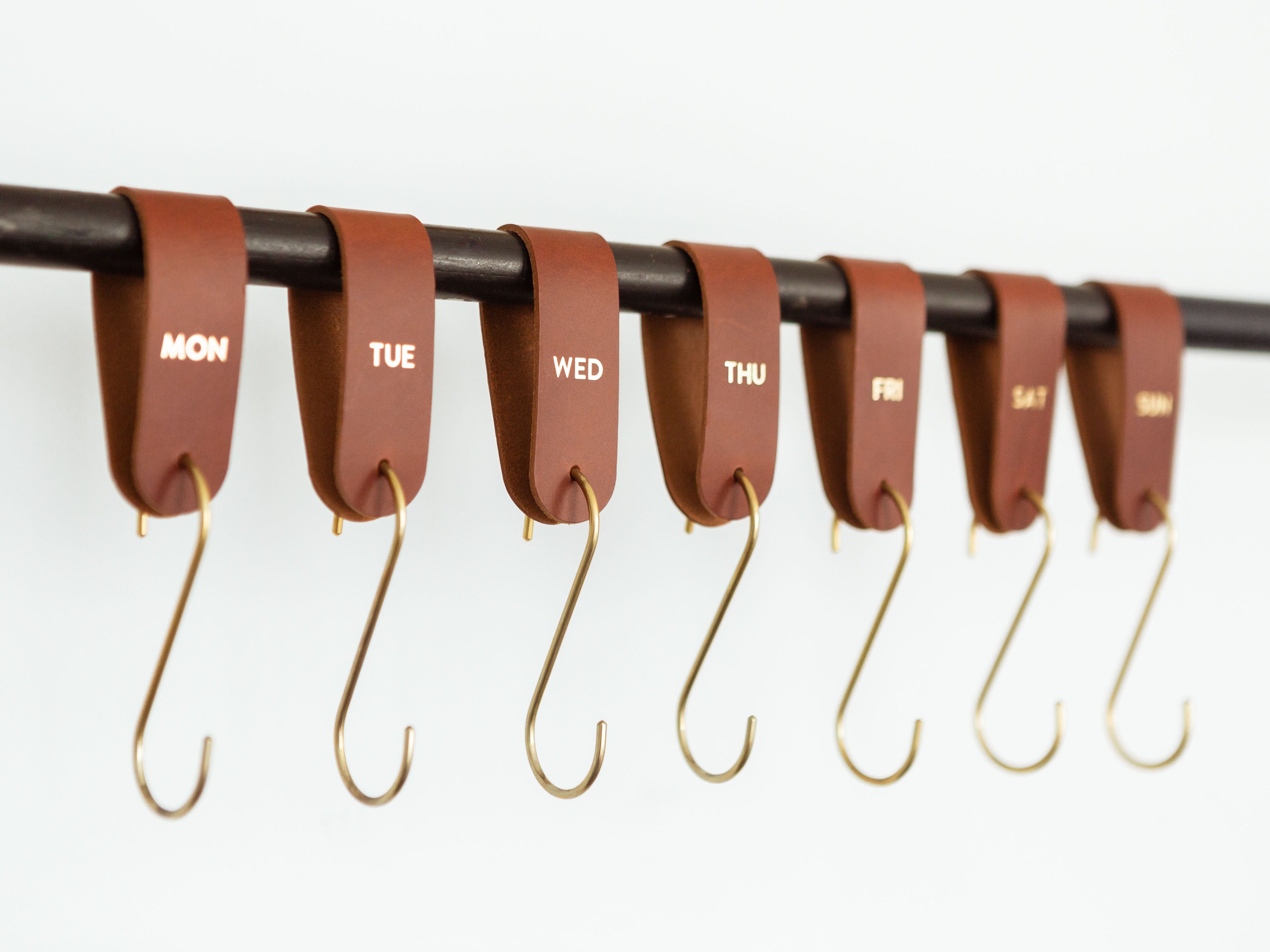 Days of the Week Organization Hooks Mon-sun Solid Brass S - Etsy