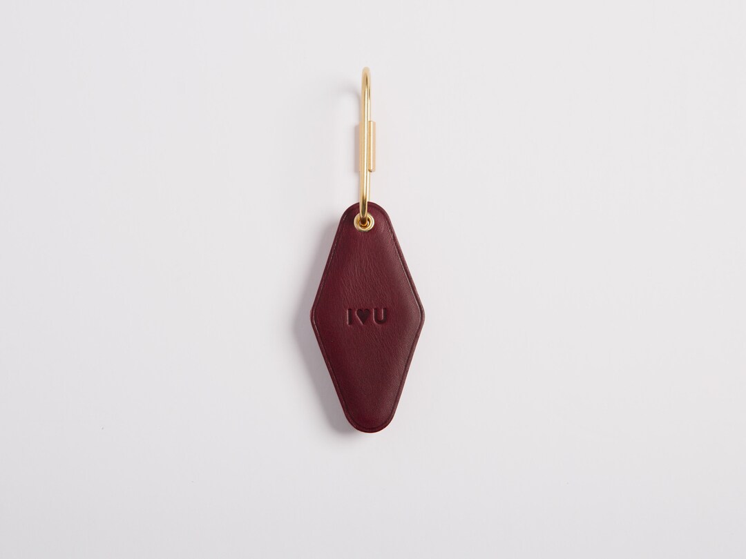 Vintage Leather Hotel Key With Brass Oval Key Ring, Personalized ...